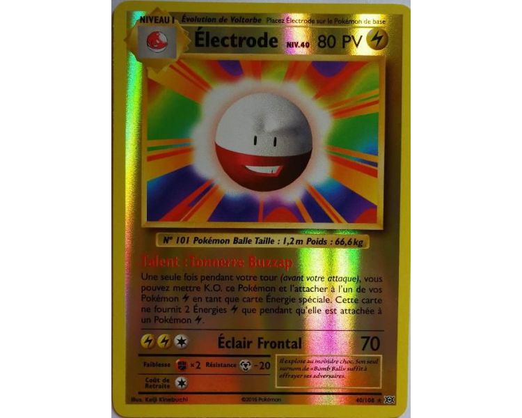 Electrode Carte Reverse Rare 80 Pv - XY12 - 40/108 Carte Pokémon Rare Electrode Carte Reverse Rare 80 Pv - XY12 - 40/108 Carte Pokémon Rare