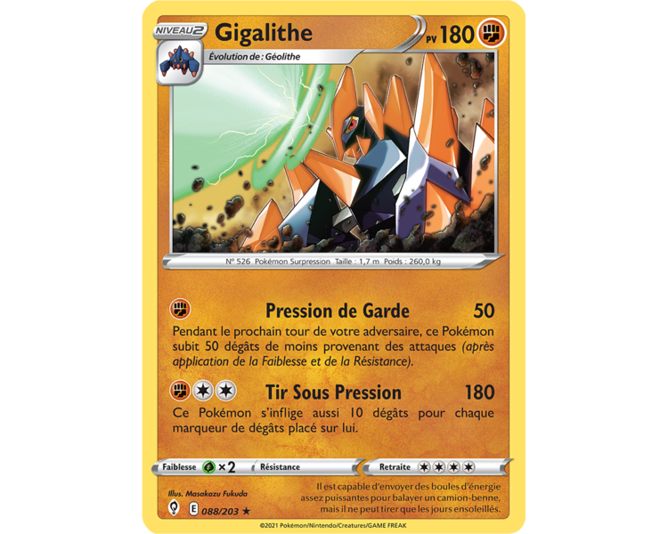 Gigalithe Pv 180 088/203 - Carte Rare - Épée et Bouclier - Évolutio...